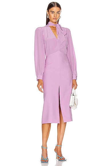 Givenchy Midi V Neck Dress in Purple | FWRD