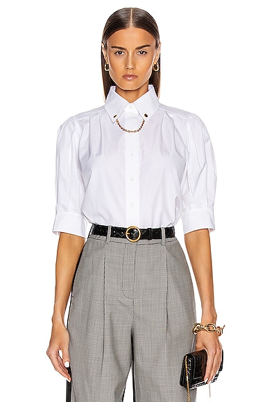 Givenchy Puffy Short Sleeve Chain Blouse in White | FWRD