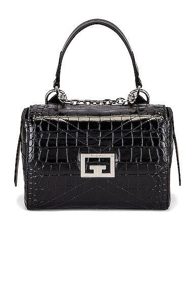 Givenchy Small Embossed Croc ID Flap Bag in Black | FWRD