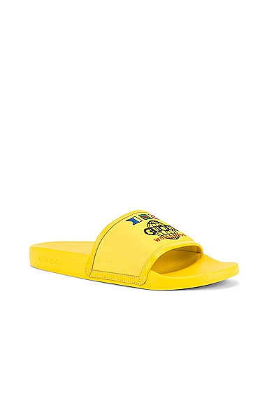 Gucci Pursuit Slide in Smile Yellow & Yellow | FWRD