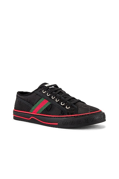 Gucci Gucci Tennis 1977 Low Top Sneaker in Black/Black/Green & Blue | FWRD