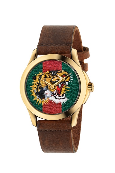 Gucci 38MM Le Marche des Merveilles Tiger Head Watch in Brown ...