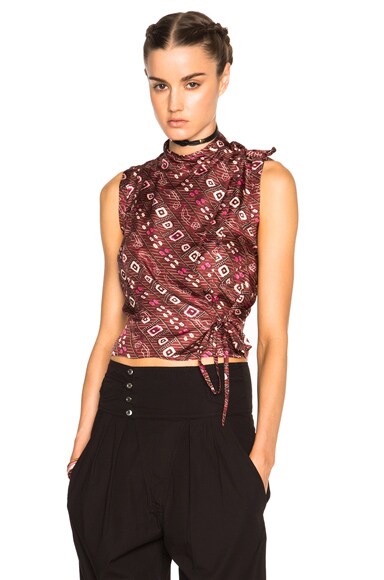 Isabel Marant Theo Stole Twill Top in Burgundy | FWRD
