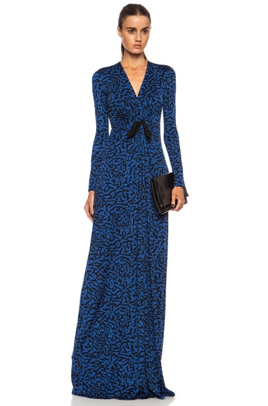 Issa Cilla Maxi Silk-Blend Dress in Blue | FWRD