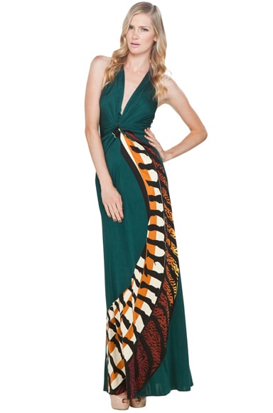 Issa Long Halter Dress in Music Green | FWRD