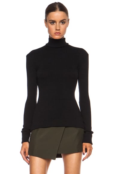 Josh Goot Rib Turtleneck Wool Sweater in Black | FWRD