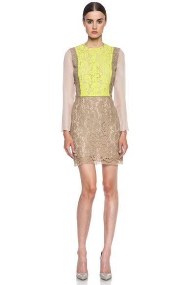 Jenni Kayne Lace Seam Dress in Chartreuse | FWRD