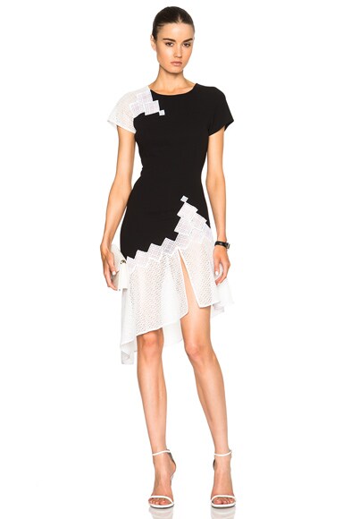 SIMKHAI Diamond Mesh Dress in Black & White | FWRD