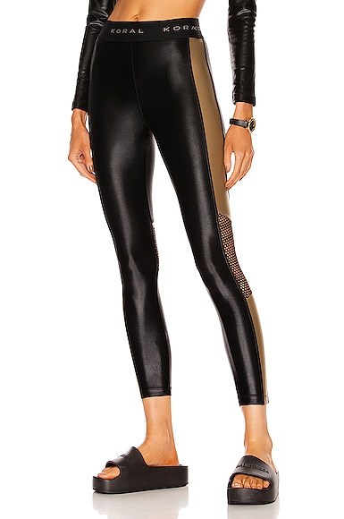KORAL Emblem Infinity High Rise Cropped Legging in Black & Coriander | FWRD