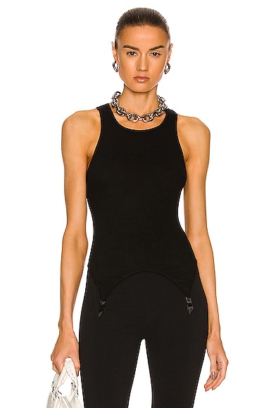 Kiki de Montparnasse Ribbed Garter Tank in Black | FWRD