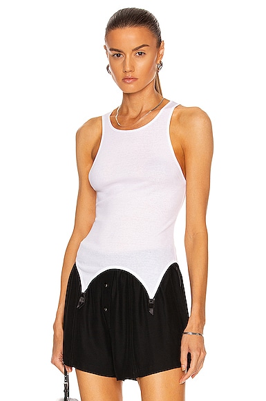 Kiki de Montparnasse Ribbed Garter Tank in White & Black | FWRD