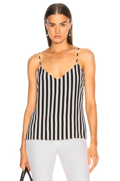 L'AGENCE Jane Spaghetti Strap Top in Black & White | FWRD