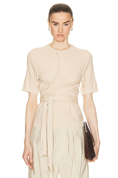 Lemaire Knotted Short Sleeve Shirt in Rosy White | FWRD