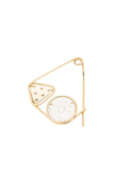Loewe Double Meccano Pin in Palladium & Gold | FWRD