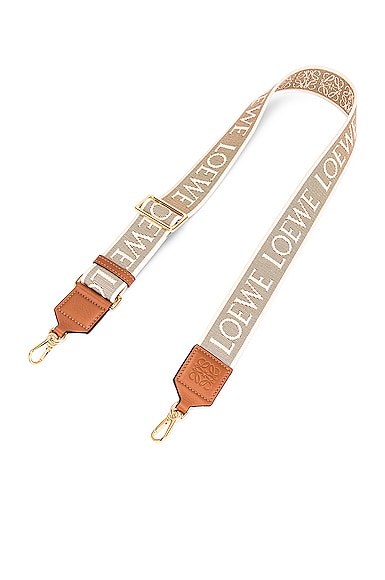 Loewe Anagram Jacquard Strap in Natural & Tan | FWRD
