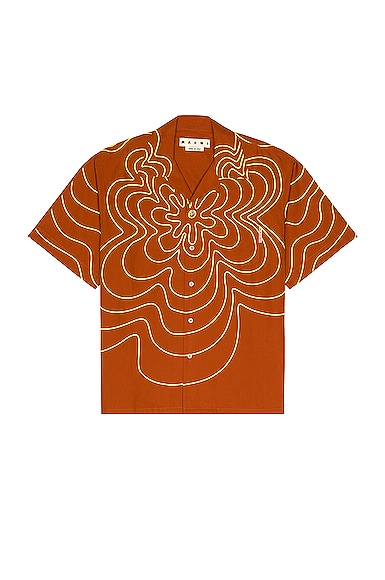 Marni Flower Print Bowling Shirt in Clay | FWRD