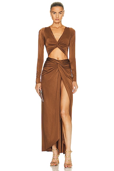 Maygel Coronel Merak Dress in Brown Monarch | FWRD