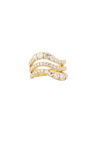 Melissa Kaye Clara Triple Wave Ring in 18k Yellow Gold & Diamonds | FWRD