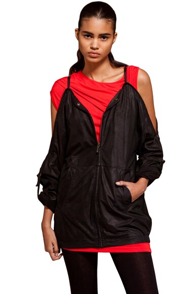 MM6 Maison Margiela Leather Jacket in Black | FWRD