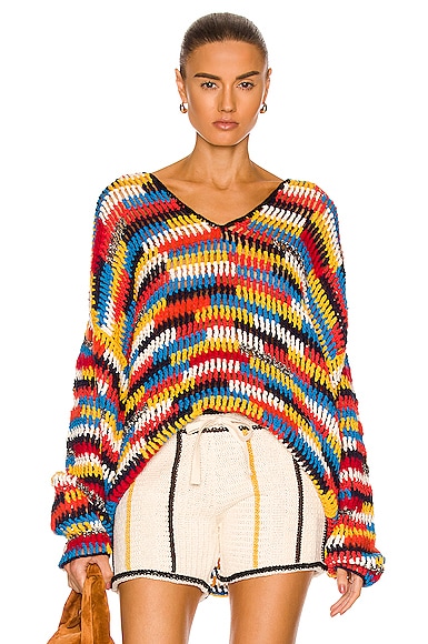Monse Multi Crochet Racer Hoodie in Rainbow Multi | FWRD