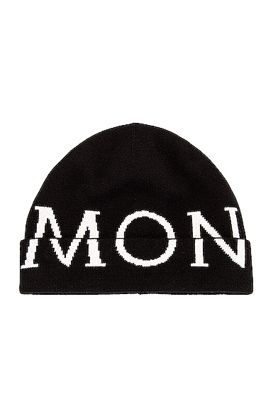 Moncler Logo Beanie in Black | FWRD