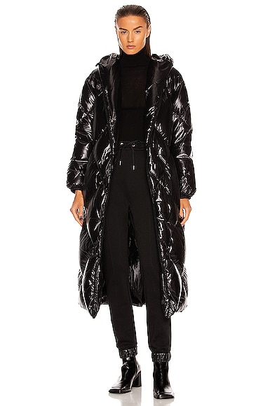 Moncler Cotonniere Long Coat in Black | FWRD