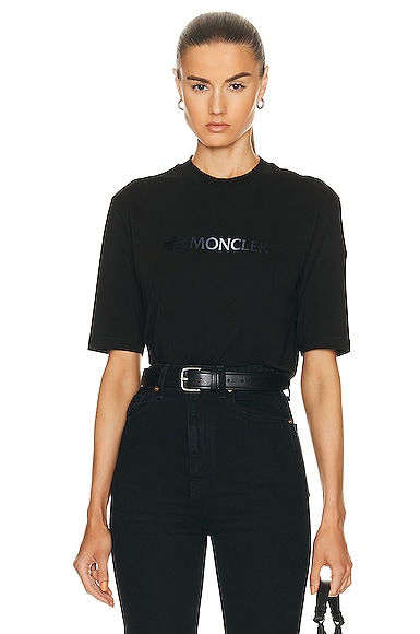 Moncler Logo T-shirt in Black | FWRD