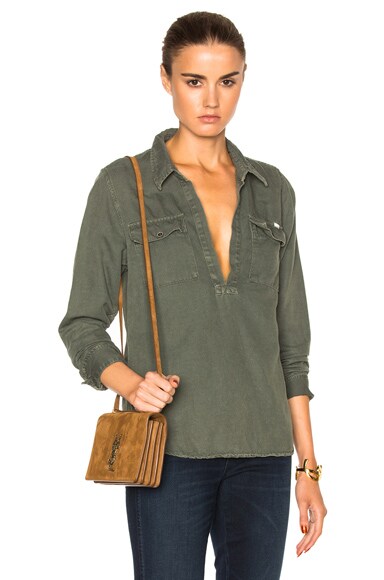 MOTHER Frenchie Frenchie Top in Military Green | FWRD