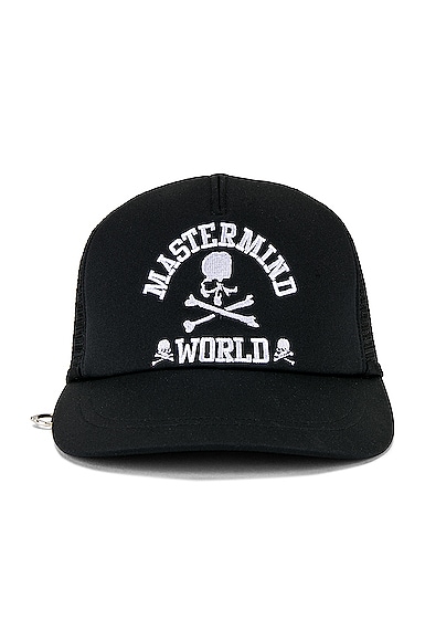 Mastermind World Embroidered Trucker Hat in Black | FWRD