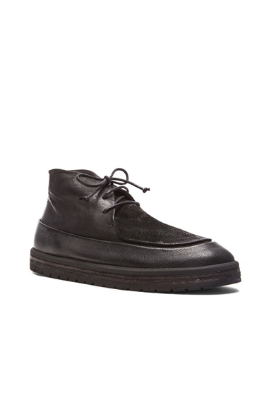 Marsell Platform Lace Up Leather Boots in Black | FWRD