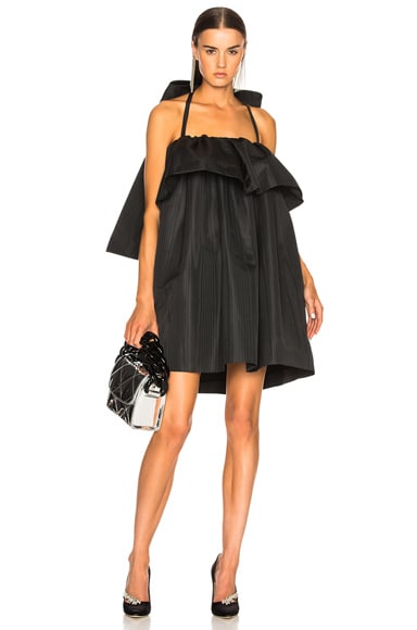 MSGM Ruffle Halter Dress in Black | FWRD