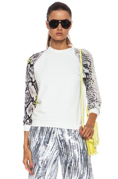 MSGM Python Cotton Sweatshirt in White | FWRD