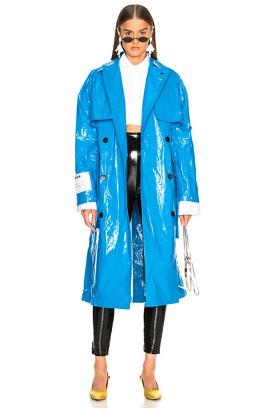 MSGM Coated Coat in Blue | FWRD
