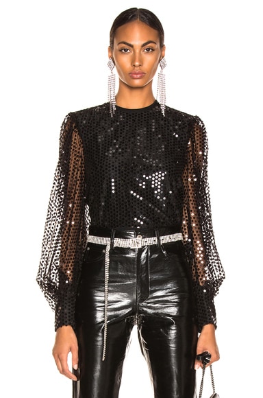 MSGM Sequin Top in Black | FWRD