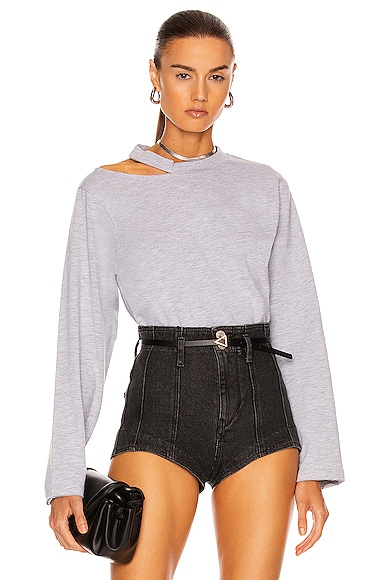 Marissa Webb Tate Cut Out Long Sleeve Top in Light Heather Grey | FWRD