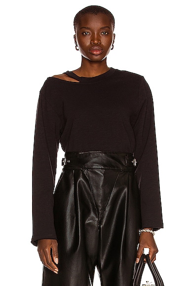 Marissa Webb Tate Cut-Out Long Sleeve Tee in Black | FWRD