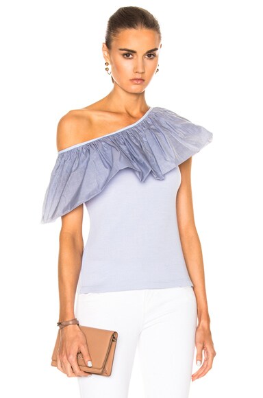 Maryam Nassir Zadeh Alina Ruffle Top In Blue And Periwinkle Fwrd