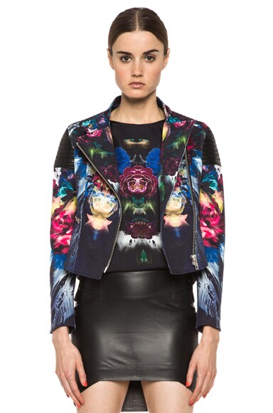 NICHOLAS Digi Floral Cotton-Blend Moto Jacket in Black Multi | FWRD