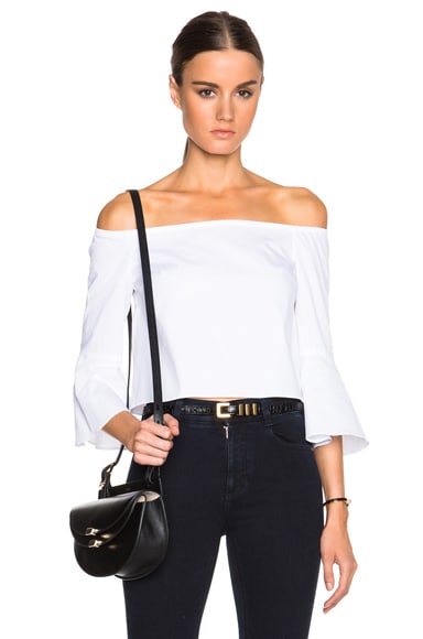 NICHOLAS Off Shoulder Elbow Flare Top in White | FWRD