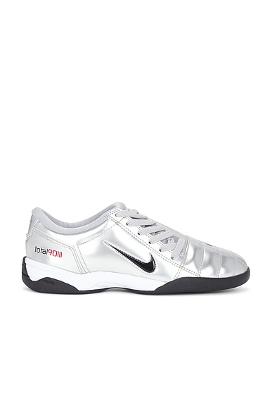 Nike T90 Sp Sneaker in Metallic Silver, Black & University Red | FWRD