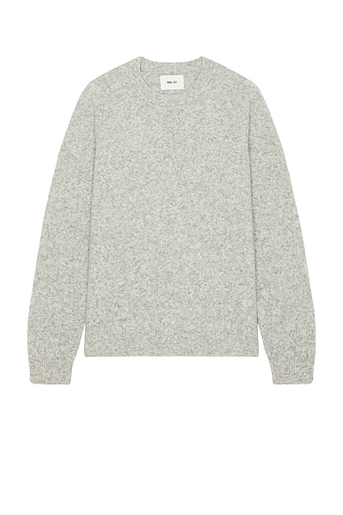 NN07 John Crew Neck Sweater in Medium Grey Melange | FWRD