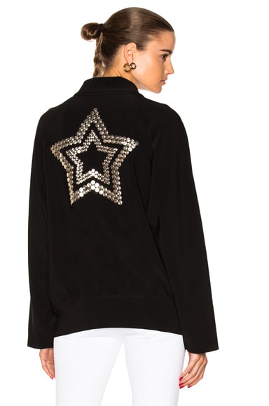 Norma Kamali Stud Star Bomber Jacket in Black | FWRD