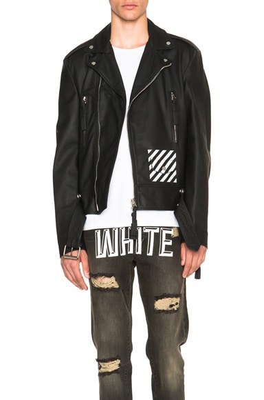 OFF-WHITE Moto Leather Jacket in Black | FWRD