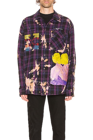 OFF-WHITE Flannel Check Shirt in Violet & Multi | FWRD