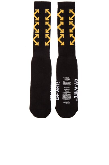 OFF-WHITE Arrows Socks in Black & Yellow | FWRD