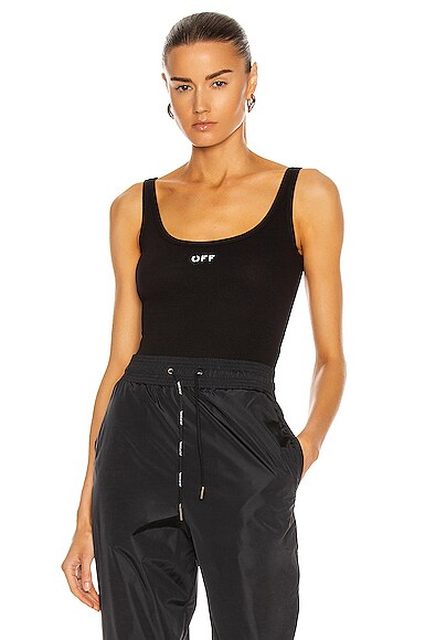 OFF-WHITE Rib Bodysuit in Black & White | FWRD