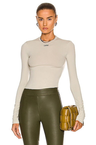 OFF-WHITE Long Sleeve Second Skin Top in Light Grey & Black | FWRD