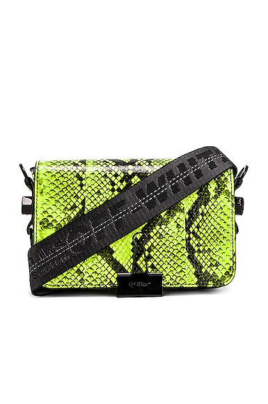 OFF-WHITE Python Mini Flap Bag in Fluo Yellow | FWRD