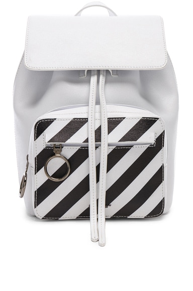 OFF-WHITE Mini Diagonal Backpack in White & Black | FWRD