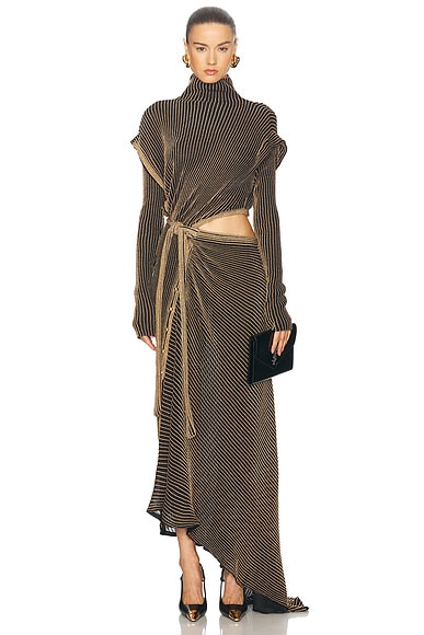 RABANNE Robe Midi Dress in Black & Gold | FWRD